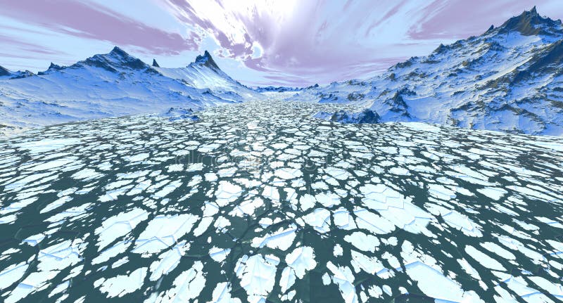 Streaming Ice Floes stock illustration. Illustration of landscape - 939502