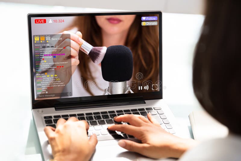 Streaming Live ASMR Video stock image. Image of looking - 211469943