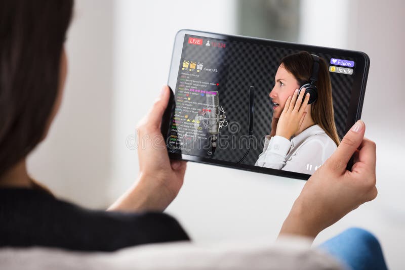 Streaming Live Music Video with Singer Stock Photo - Image of display ...