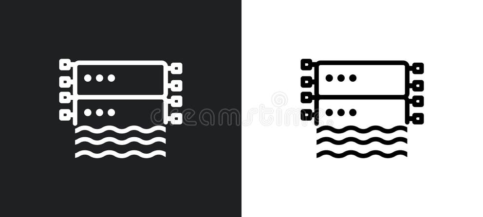 Streaming Outline Icon in White and Black Colors. Streaming Flat Vector ...