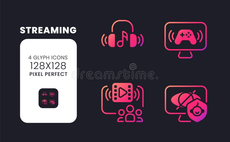 Streaming Pink Solid Gradient Desktop Icons Stock Vector - Illustration ...