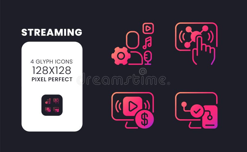 Streaming Pink Solid Gradient Desktop Icons Stock Vector - Illustration of device, digital ...