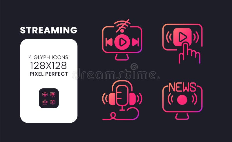 Streaming Pink Solid Gradient Desktop Icons Stock Vector - Illustration of pictogram, symbol ...