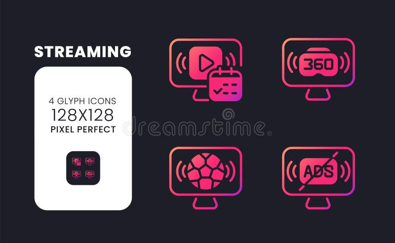 Streaming Pink Solid Gradient Desktop Icons Stock Vector - Illustration of online, watch: 271334344