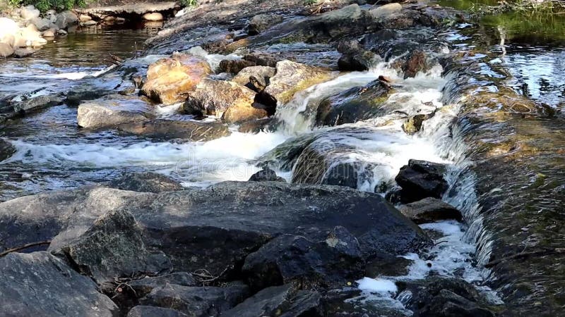 Streaming River, Rapids Water Flowing Down and Over Rocks Stock Footage ...