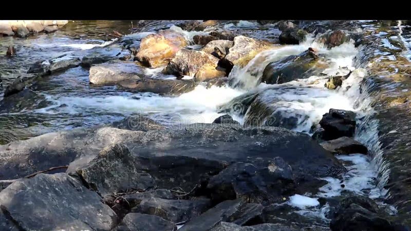 Streaming River, Rapids Water Flowing Down and Over Rocks Stock Footage ...