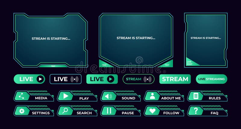 Game Stream Overlay, Ui Frame with Red Neon Glow Stock Vector ...