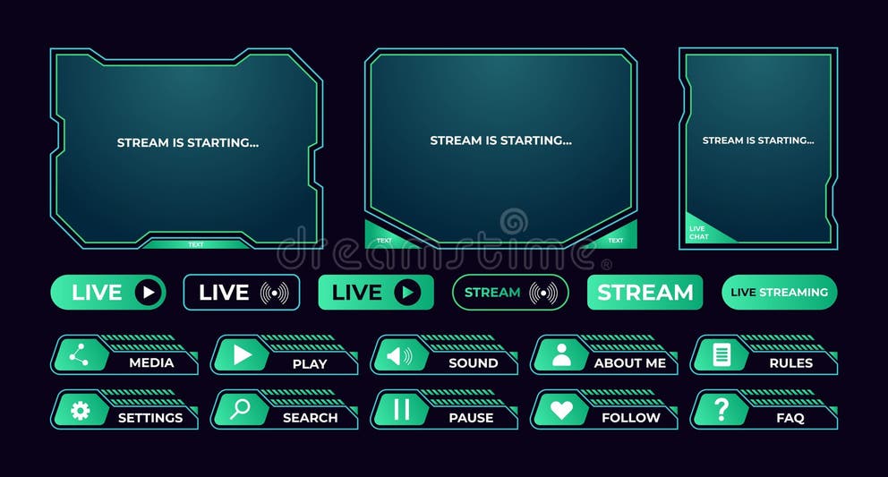 Streaming Screen Panel Overlay Design Template Neon Theme. Vector ...