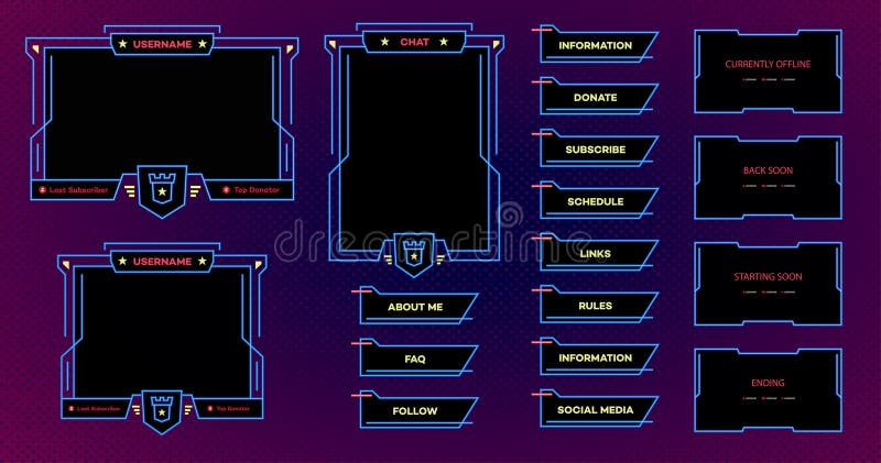 Streaming Screen Panel Overlay Design Template Stock Illustration ...