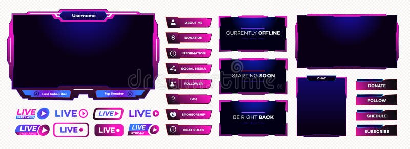 Streaming Screen Panel Overlay Game Stock Vector - Illustration of ...
