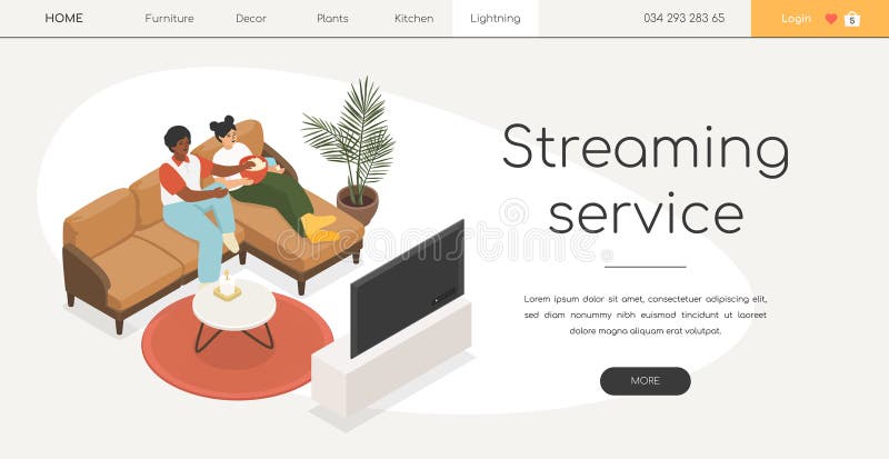 Streaming Service - Modern Colored Isometric Web Banner Stock Vector ...