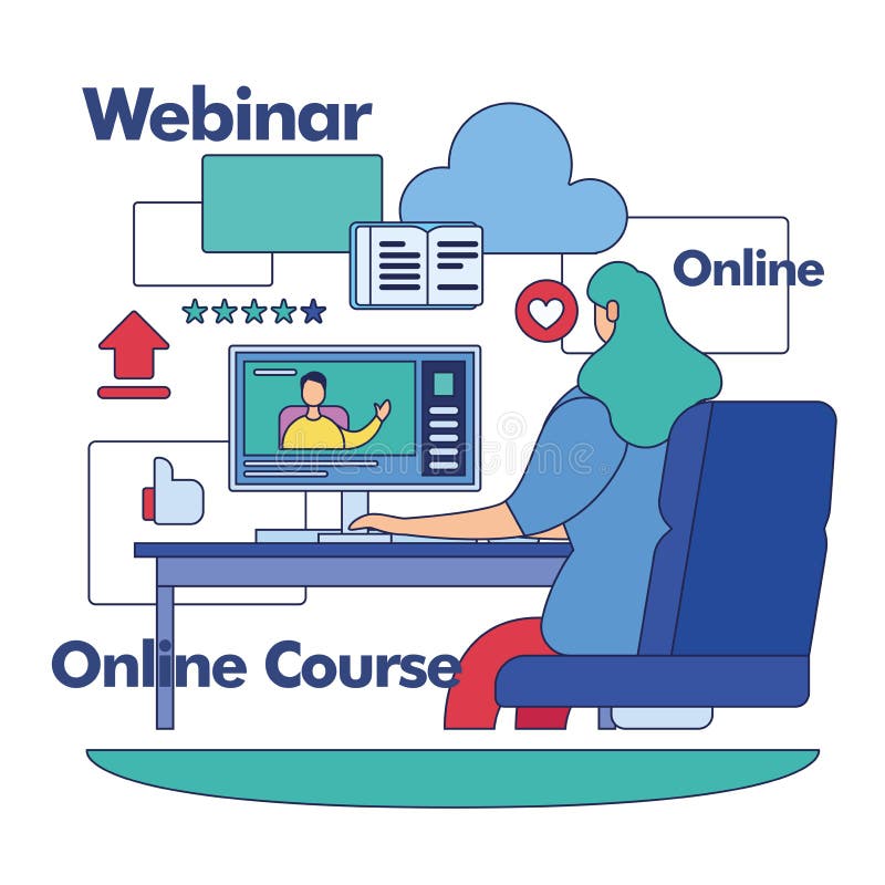 Streaming Services Concept Image Girl Doing Webinar and Online Courses ...