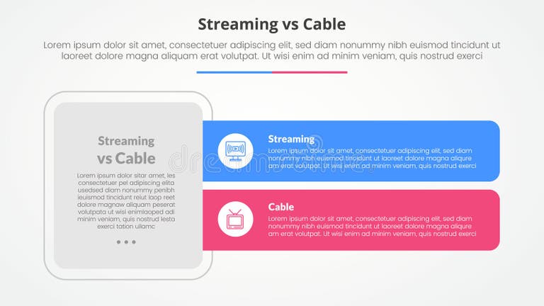 Streaming Services Vs Cable Comparison Opposite Infographic Concept for ...