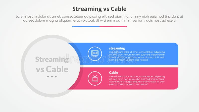 Streaming Services Vs Cable Comparison Opposite Infographic Concept for ...