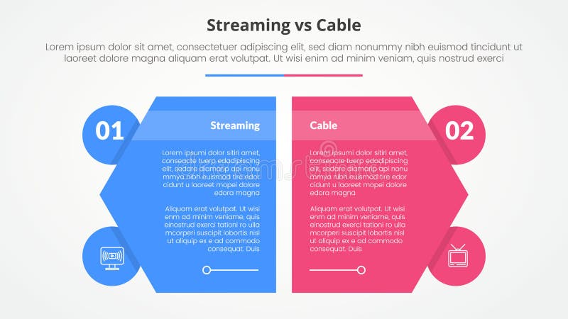 Streaming Services Vs Cable Comparison Opposite Infographic Concept for ...