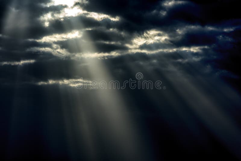 Sunrays through Dark Grey Clouds Stock Image - Image of godrays, divine ...