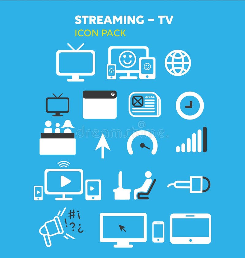 Streaming and Tv Elements, Icon Pack Stock Vector - Illustration of ...