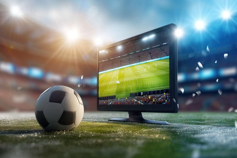 Streaming Tv of a Soccer Match in a Stadium. Generative AI Stock Photo ...