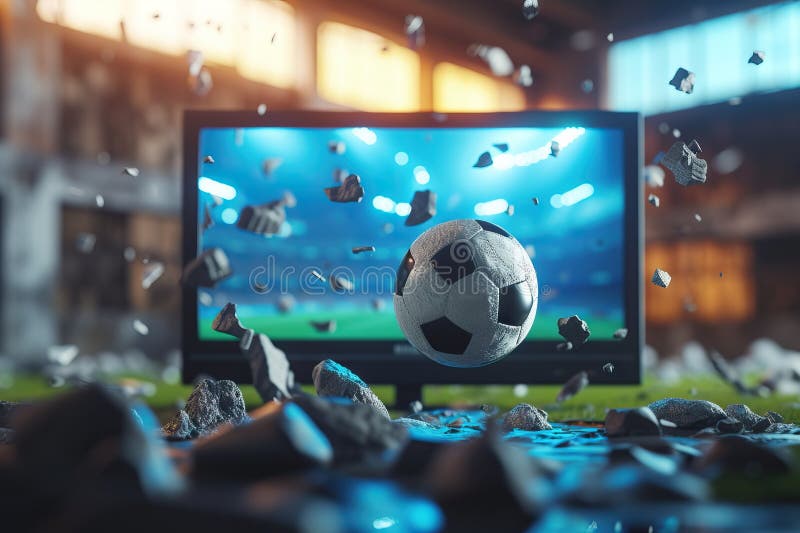 Streaming Tv of a Soccer Match in a Stadium. Generative AI Stock Image ...