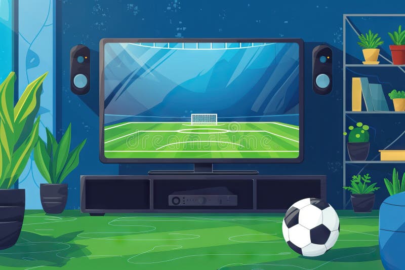 Streaming Tv of a Soccer Match in a Stadium. Generative AI Stock Image ...