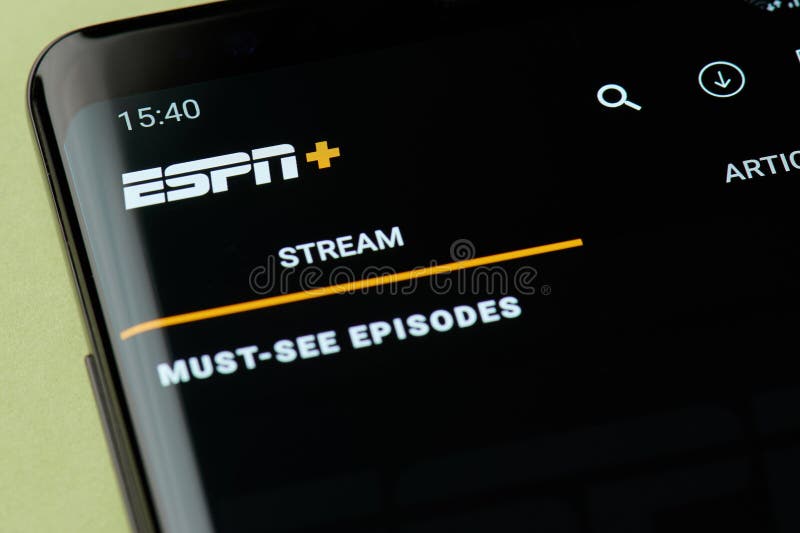 Streaming video on ESPN editorial stock photo. Image of login - 145811368