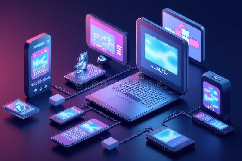 Streaming Video Tech in Motion Stock Illustration - Illustration of ...