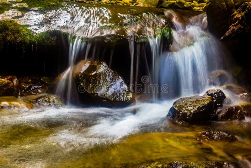Streaming Waterfall Landscape Photo Background Photo. Stock Image ...