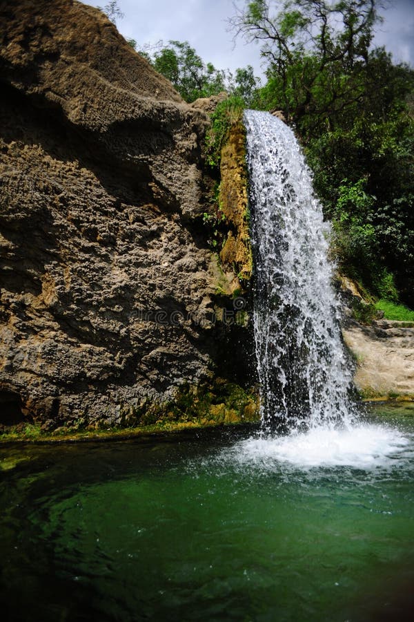 Waterfall in National Park. Small Waterfall Deep Forest Brook Has Green ...