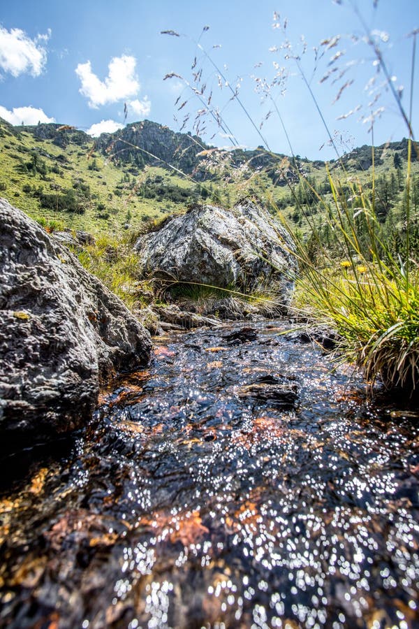 Streamlet in Idyllic Mountain Landscape Stock Image - Image of alpinism ...
