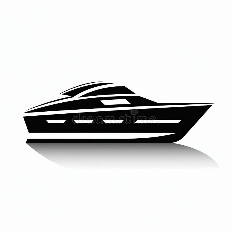 Streamline Elegance: the Boat with Shadow Vector in Black and White ...