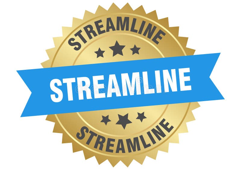 Streamline. Streamline Round Blue and Gold Label Isolated on ...