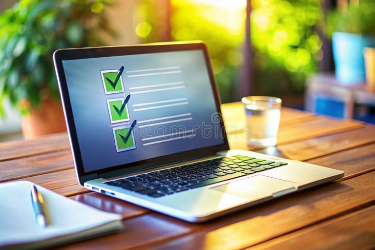 Streamline Your Feedback Process Interactive Online Survey Experience on a Laptop Stock ...