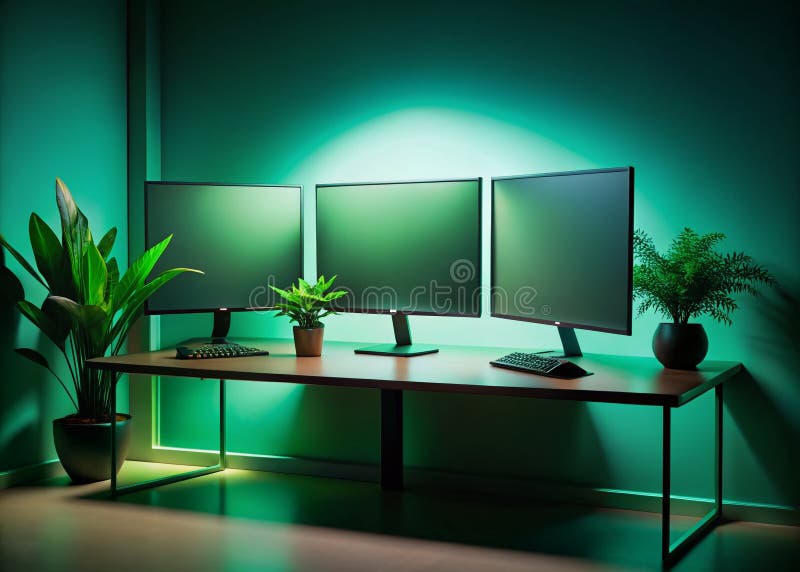 Streamline Your Workflow with a Modern Dark Mode Desk Setup Featuring ...