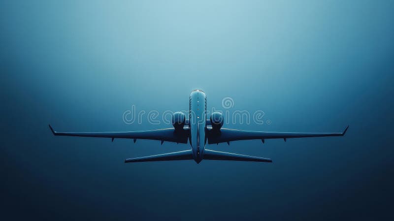 Silhouette of a Sleek Airplane Flying through a Clear Blue Sky during ...