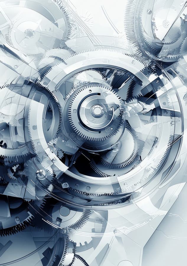 A Streamlined Background of Abstract Gears and Cogwheels in Grey and ...
