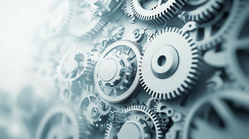 A Streamlined Background of Abstract Gears and Cogwheels in Grey and ...