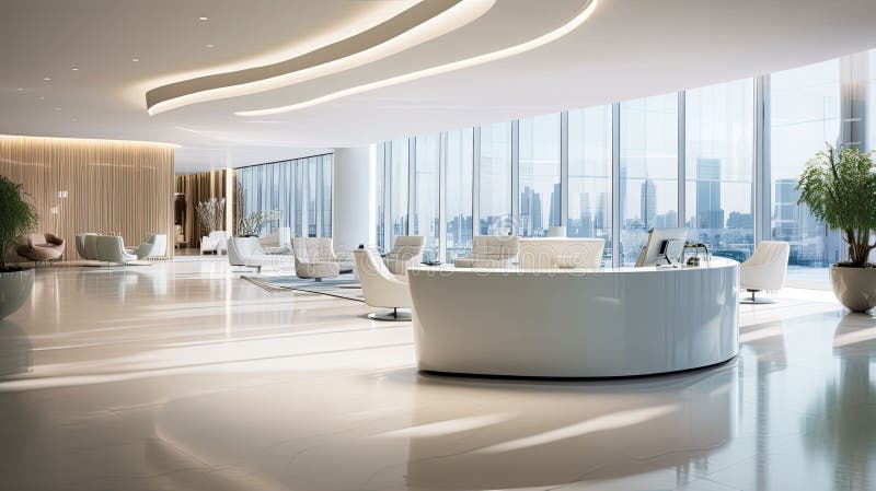 Streamlined Blurred Hotel Lobby Interior Stock Illustration ...