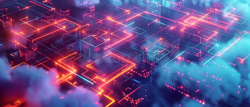 Streamlined Business Process Flowchart with Tech Elements Like Servers ...