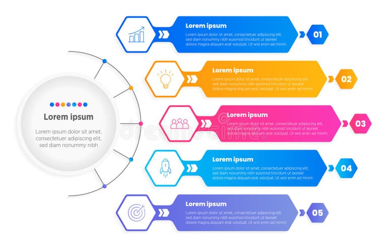 Streamlined Circle Infographic - 5-Step Process Visualization Stock ...