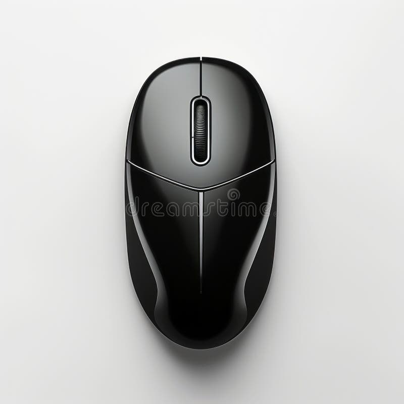 Streamlined Design: Black Computer Mouse on White Surface Stock ...
