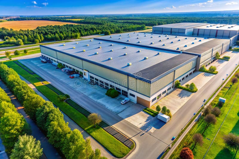 Streamlined Distribution Center Aerial Perspective of a Modern ...
