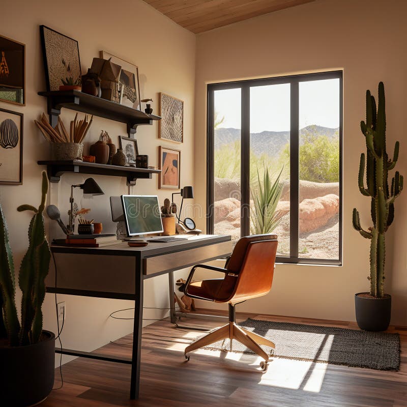 Streamlined Efficiency: Creating a Desert-inspired Workspace Stock ...