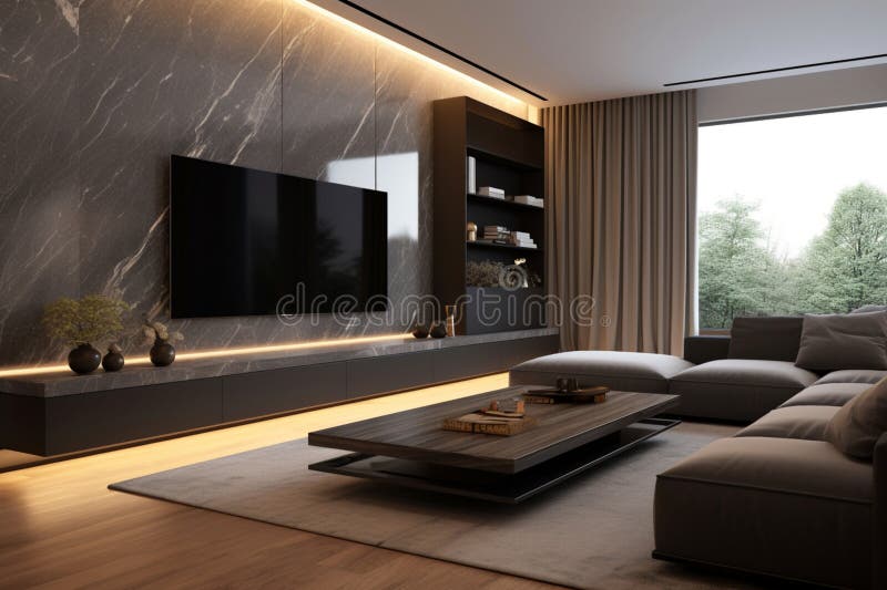 Streamlined and Elegant Living Space with a Minimalist Touch Stock ...