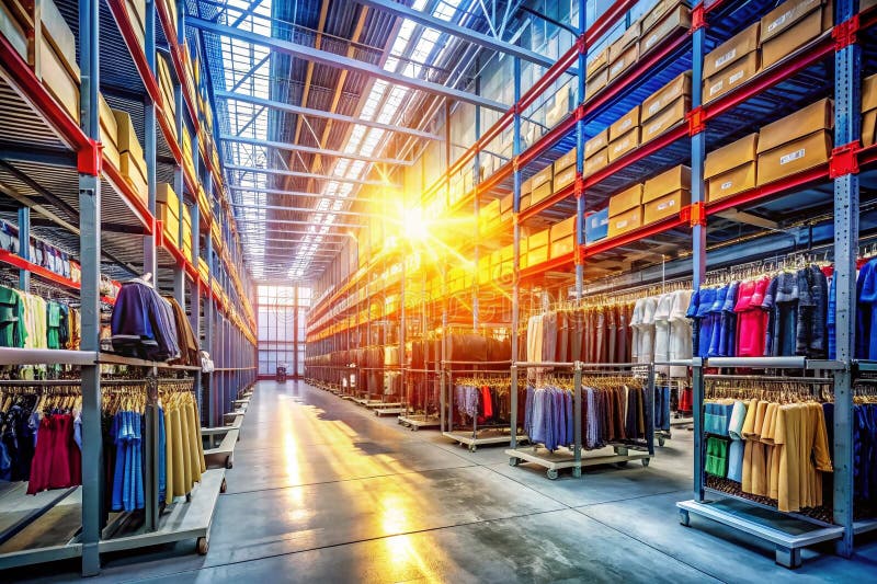 Streamlined Fashion Distribution Center Modern Warehouse Loading Gates ...