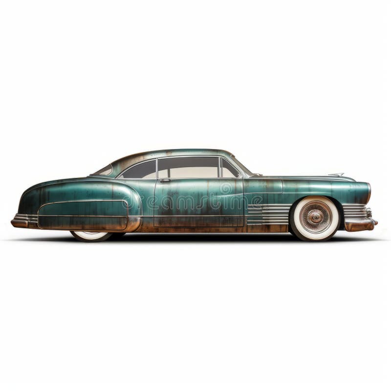 Streamlined Forms: an Illustrative Rusted Car on White Background Stock ...