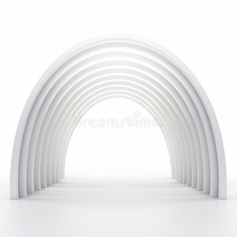 Streamlined Forms: White Circular Arch with Lights 3d Rendering Stock ...