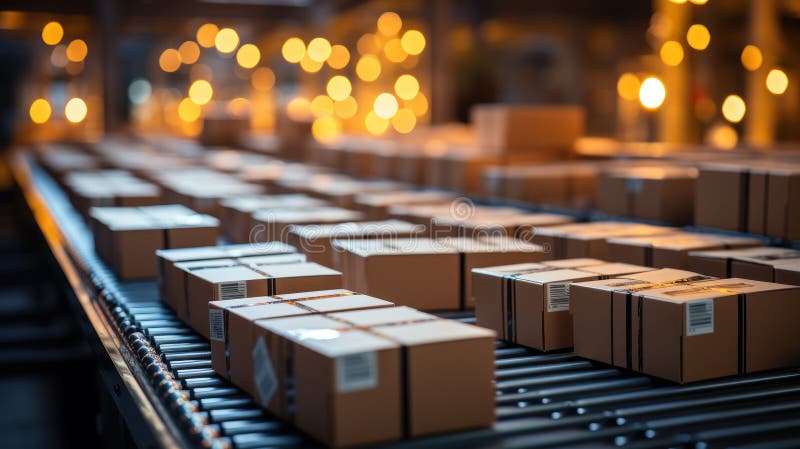 Streamlined Fulfillment: Cardboard Boxes on the Move Stock Photo ...