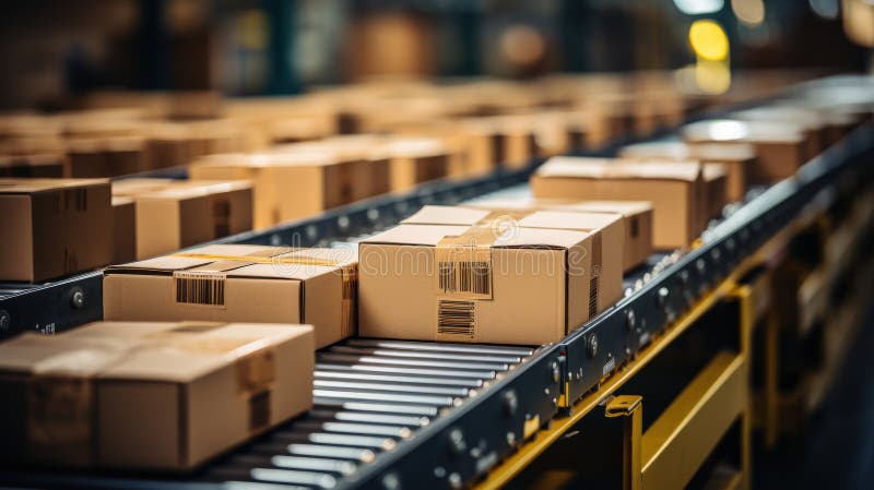 Streamlined Fulfillment: Cardboard Boxes on the Move Stock Photo ...