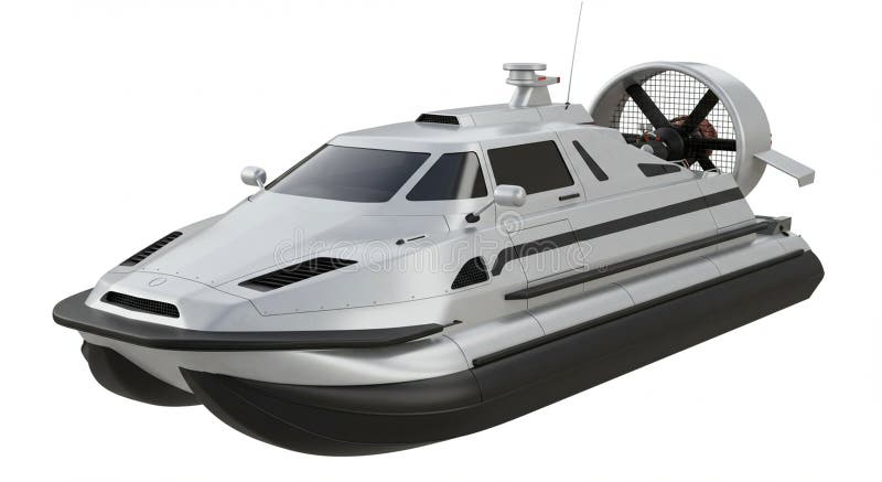 A Streamlined Hovercraft with a Sleek Design, Featuring a White and ...