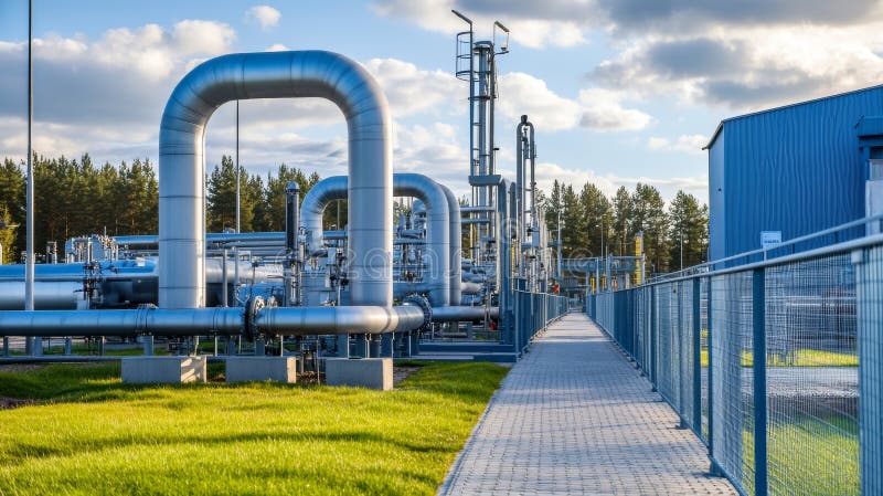 Streamlined Industrial Landscape a Seamless Background of Pipes Valves ...